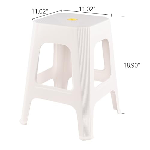 6 Pack White Plastic Square Stacking Stools, 18.9 Inch Plastic Stack ...