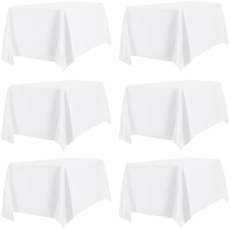 6 Pack White Rectangle Table Cloths 60 x 126 Inch, Stain Resistant ...