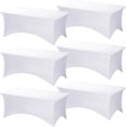 6 Pack White Rectangular Fitted Tablecloth for 6FT Table, Stretch ...