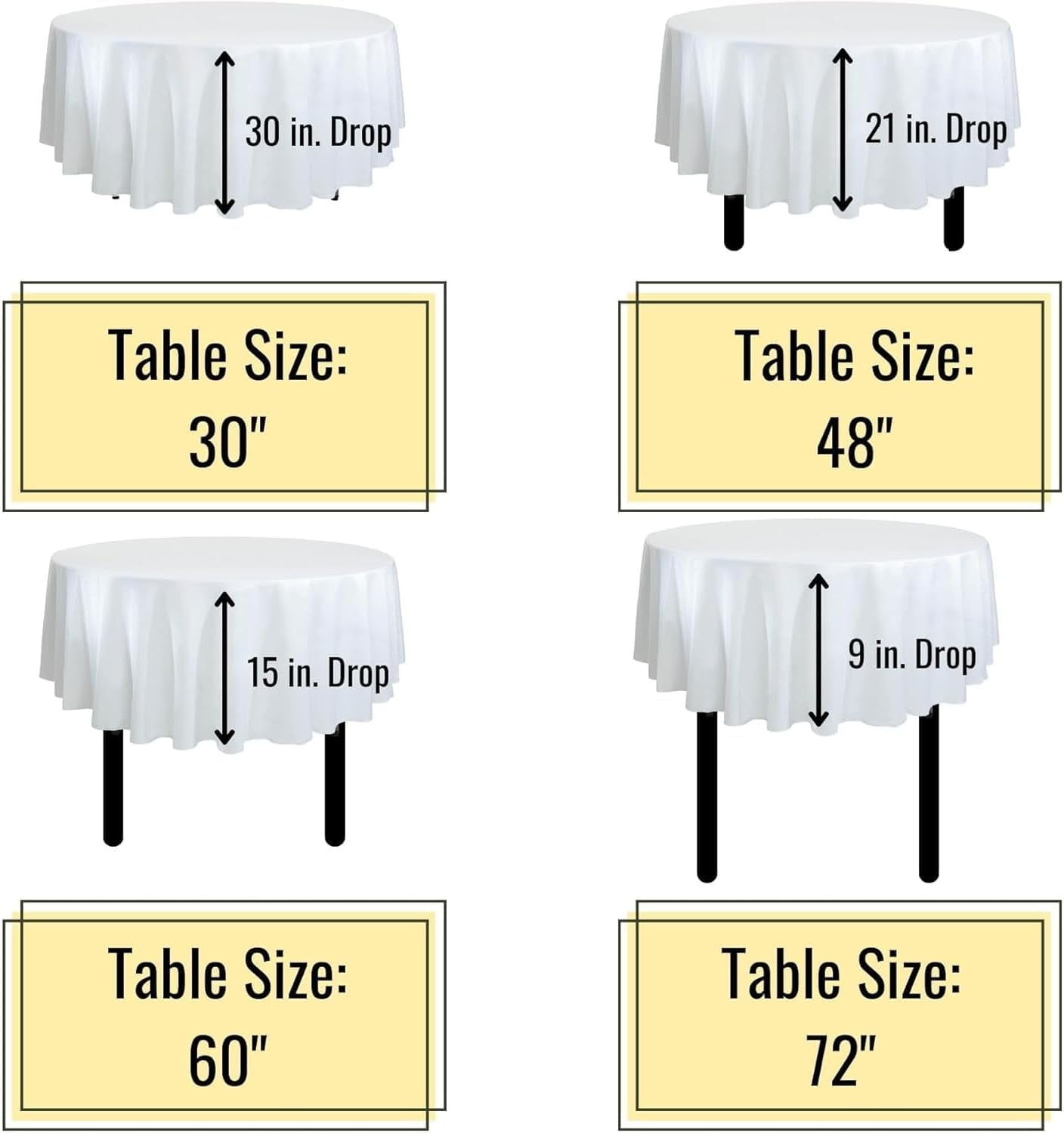 6-Pack White Round Paper Tablecloths - 82in Paper Table Cloths for ...