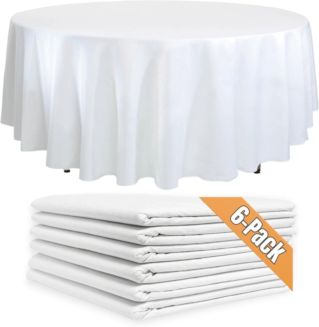 6-Pack White Round Paper Tablecloths - 82in Paper Table Cloths for ...