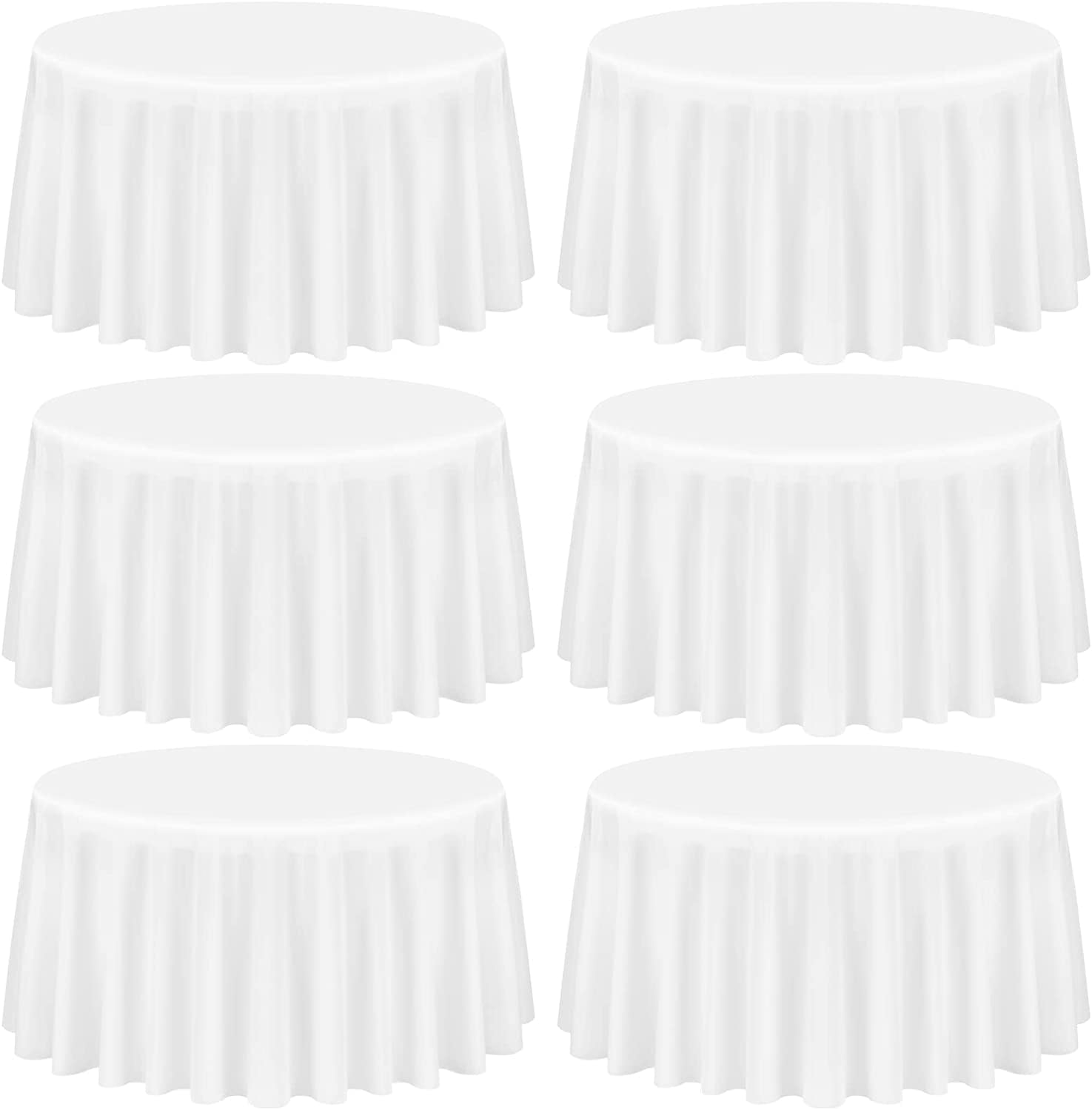 6 Pack White Round Tablecloth 120 Inch Polyester Table Cloth for Tables ...