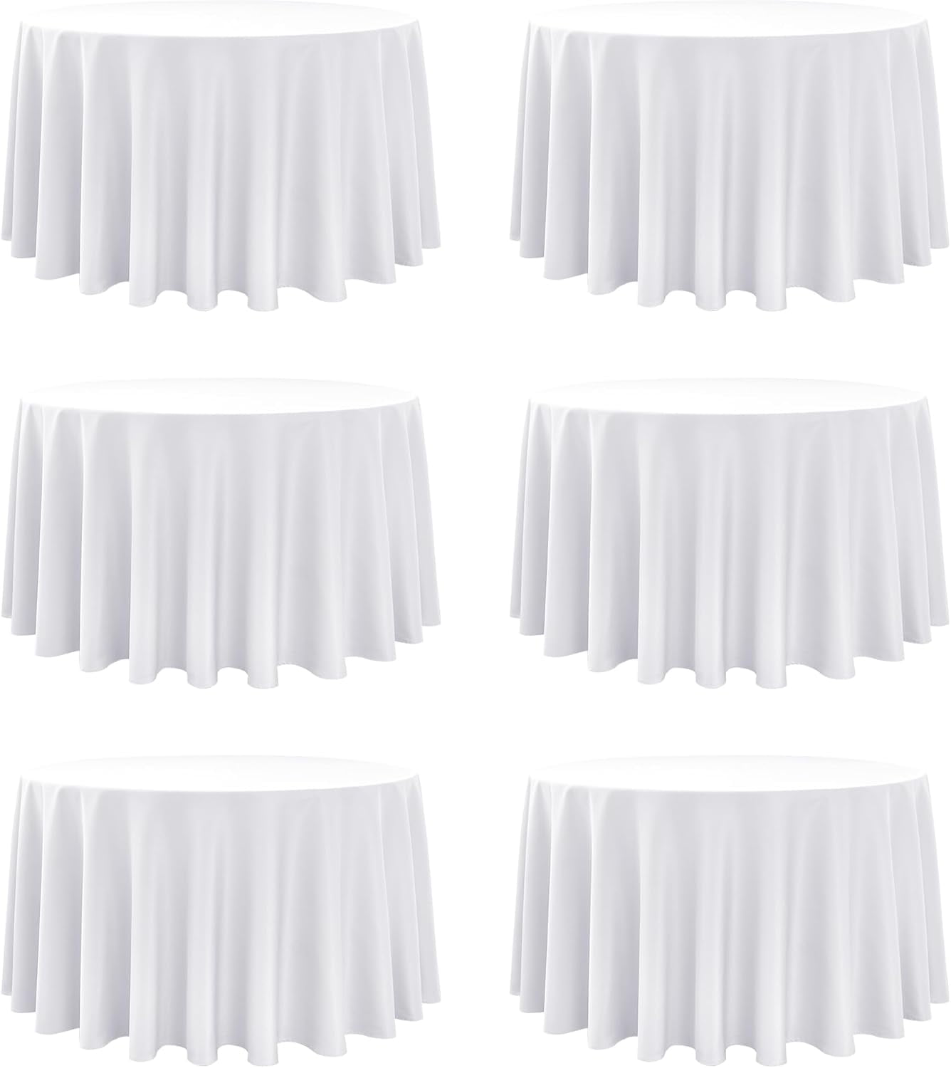 6-Pack White Round Tablecloths, 120 Inches, Stain-Resistant Polyester ...