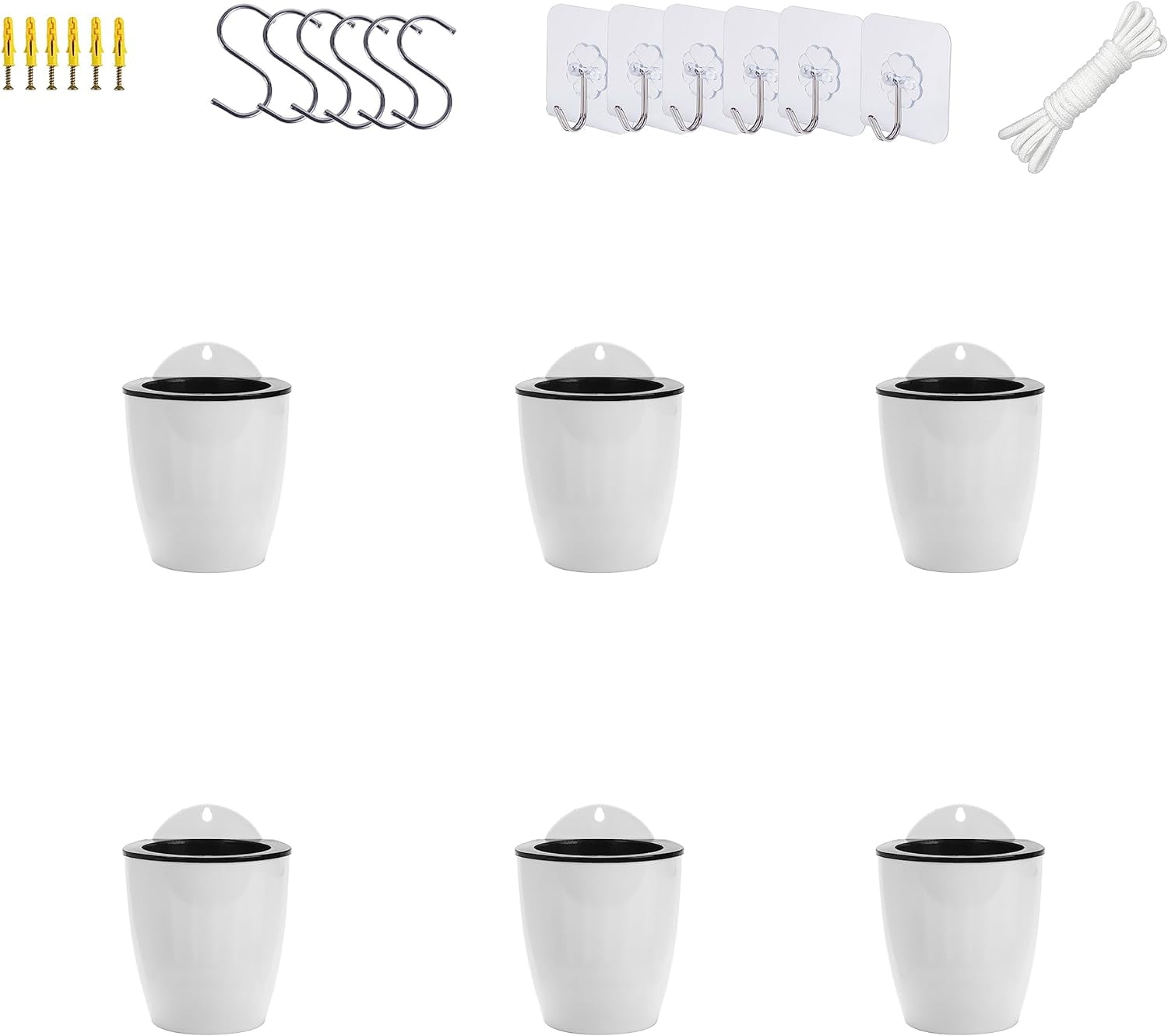 6 Pack White Self Watering Planter Pots Vertical Living Wall Planter ...
