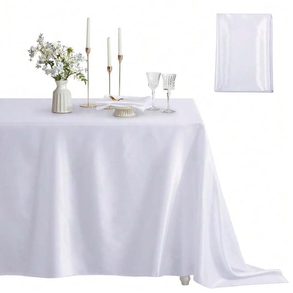 6 Pack White Square Satin Table Cover, Silky Soft Dining Tablecloth For ...