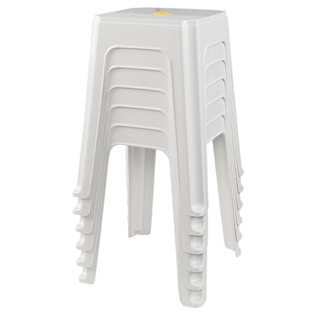 6-Pack White Stack Stools, Stacking Set-Stackable Nesting Stools/Chairs ...