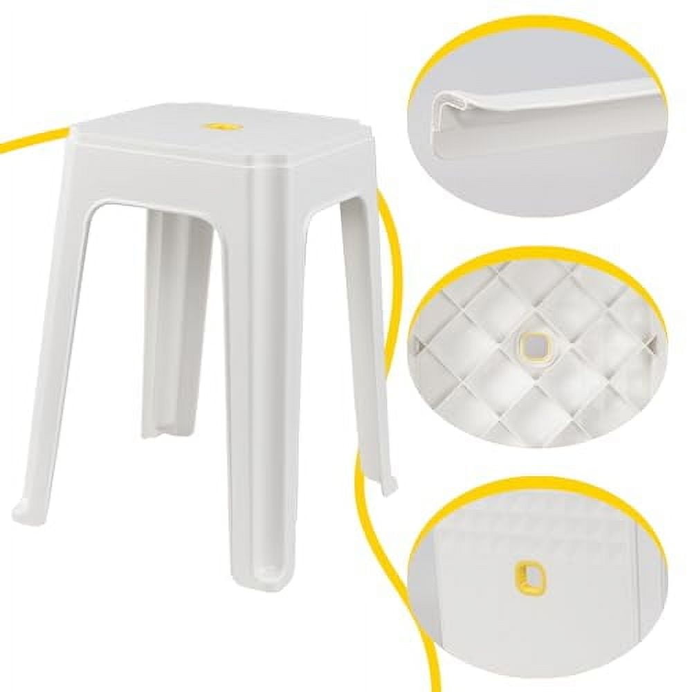 6-Pack White Stack Stools, Stacking Set-Stackable Nesting Stools/Chairs ...
