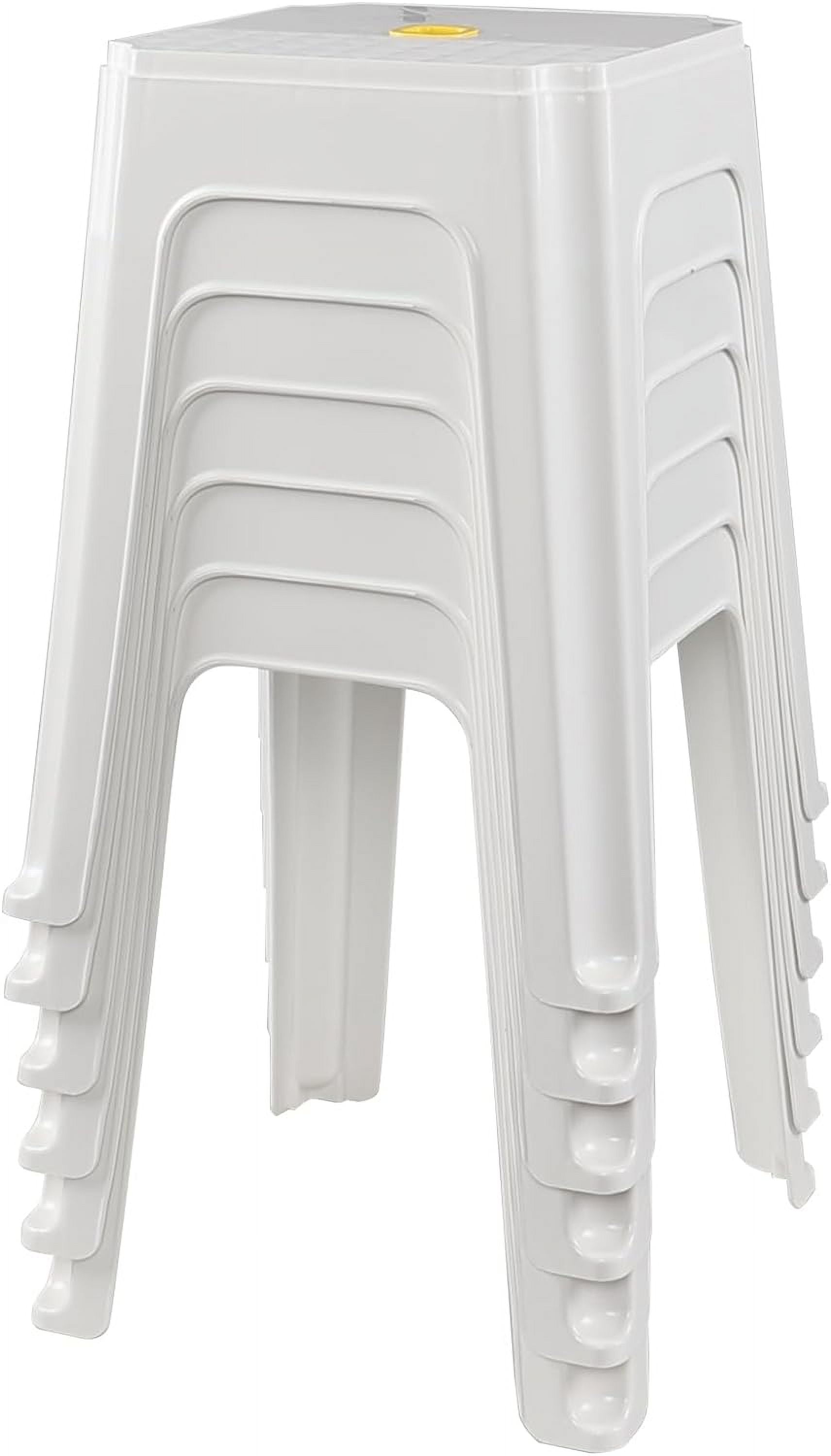 6-Pack White Stack Stools, Stacking Set-Stackable Nesting Stools/Chairs ...