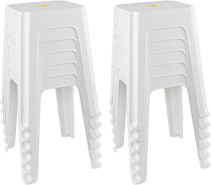 6-Pack White Stack Stools, Stacking Set-Stackable Nesting Stools/Chairs ...