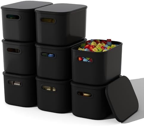 6 Pack White Storage Bins with Lids Stackable Storage Container for ...