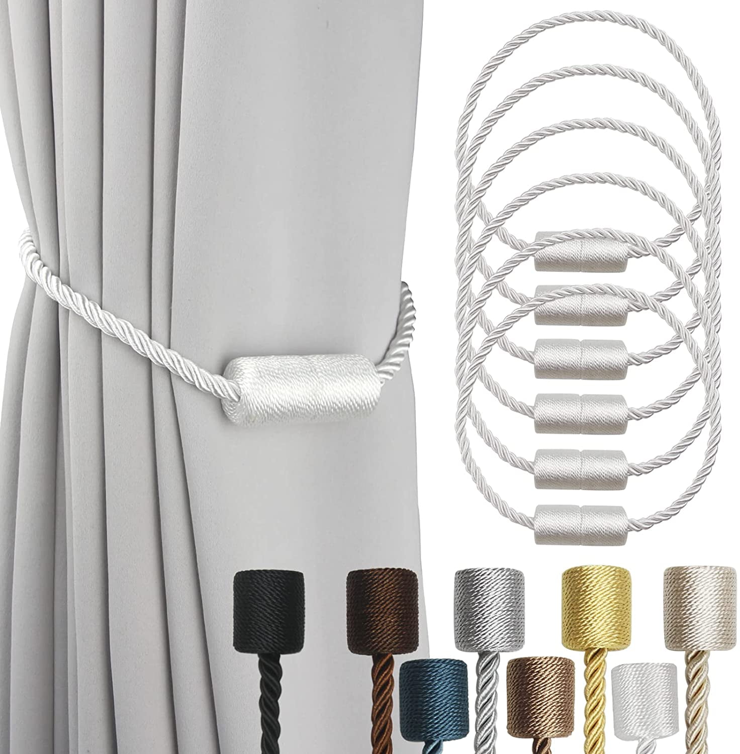 6 Pack White Strong Magnetic Curtain Tiebacks Outdoor Elegant ...
