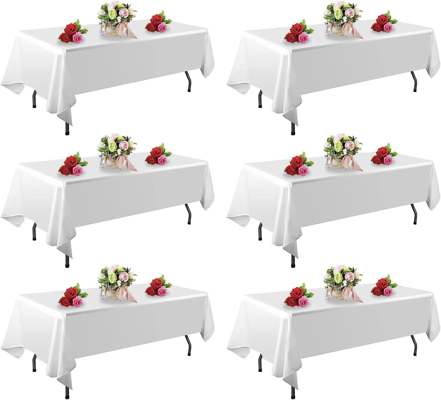 6 Pack White Table Cloth Rectangle Table 60 x 126 Inch Tablecloths for ...