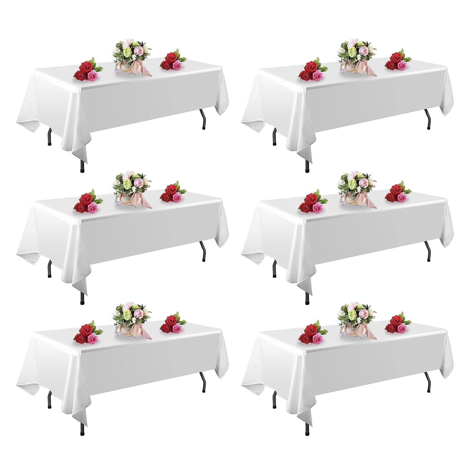 Charmoon 6-Pack White Rectangle Tablecloths 60x102 Inch, Polyester ...