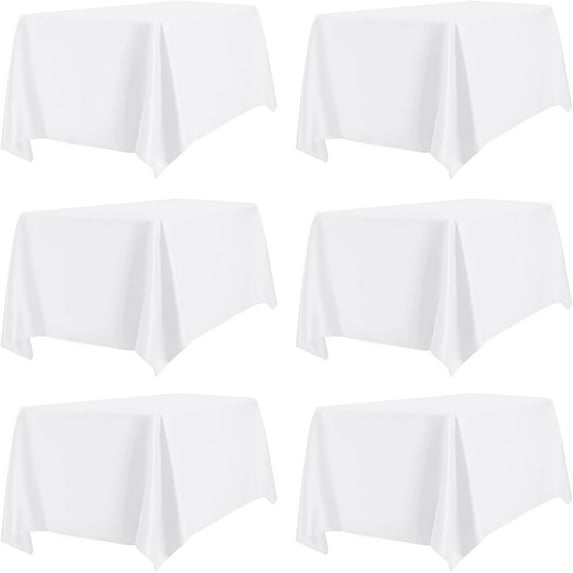 6 Pack White Table Cloths 60 x 102 Inch, Stain and Wrinkle Resistant ...
