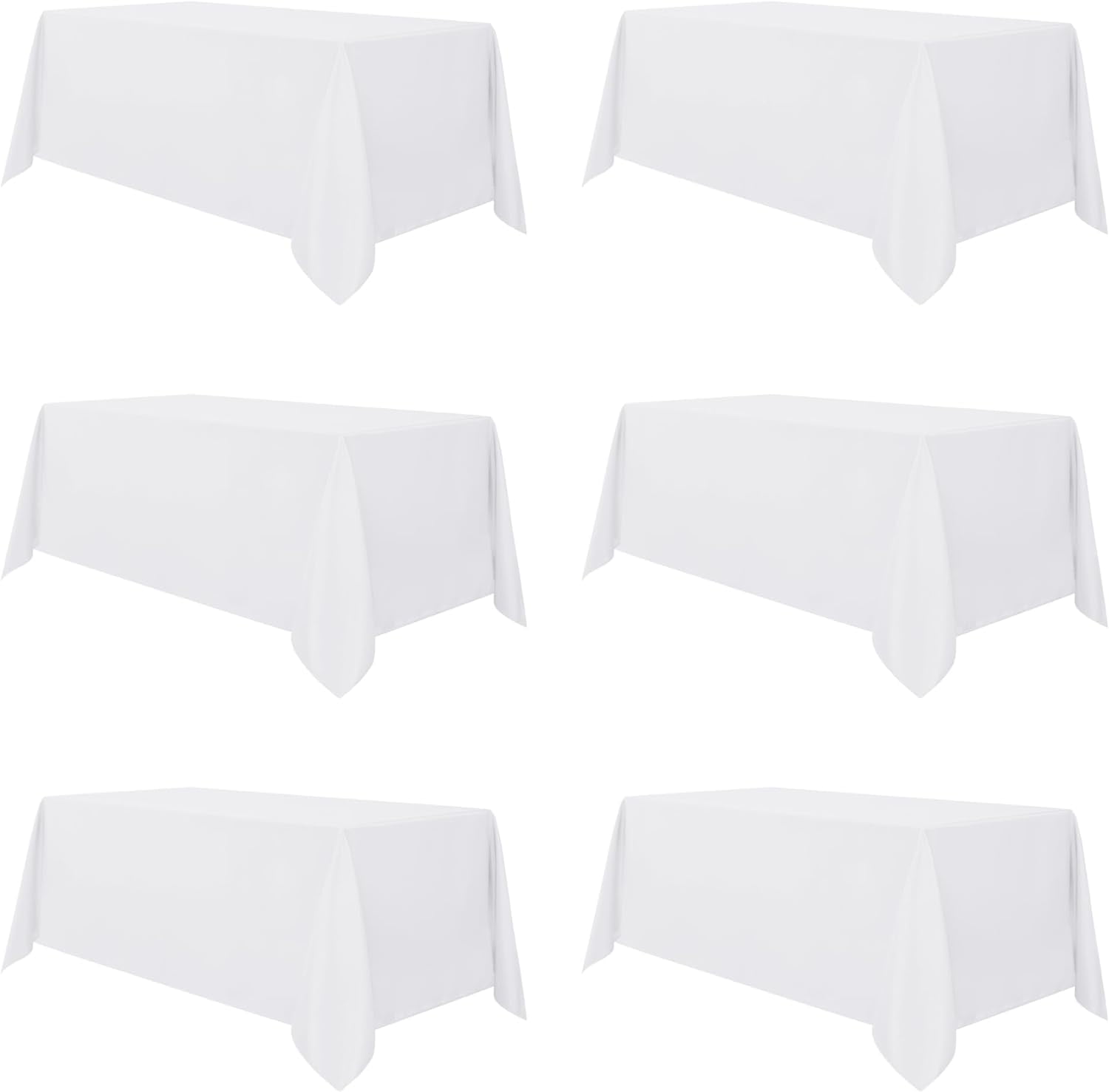 6 Pack White Tablecloth 90 x 132 Inch - Rectangle Table Cloth for 6 ...