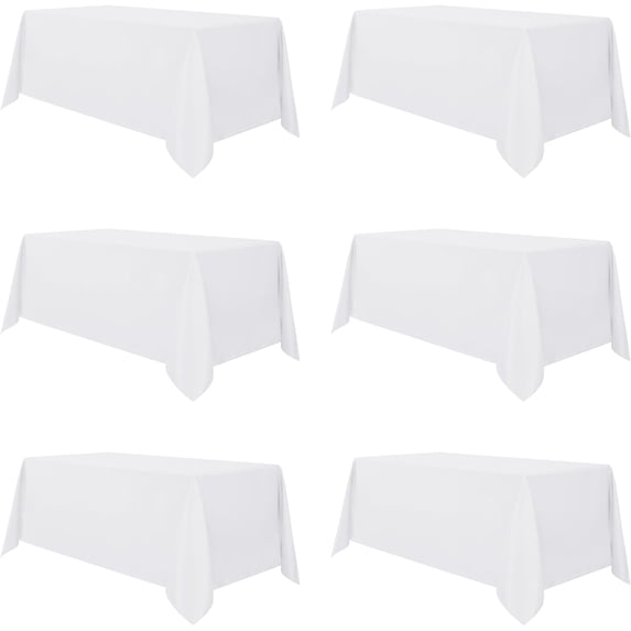 6 Pack White Tablecloth 90 x 156 Inch - Rectangle Table Cloth for 8 ...