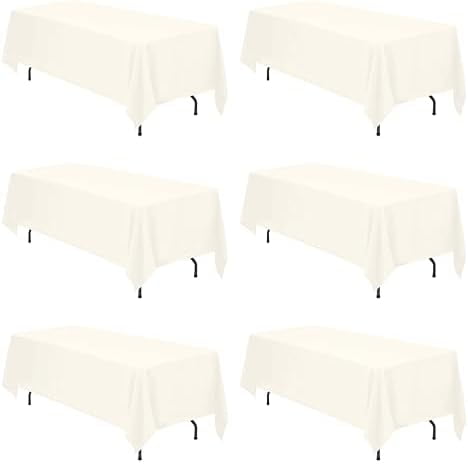 6 Pack White Tablecloths for 6 Foot Rectangle Tables 60 x 102 Inch ...