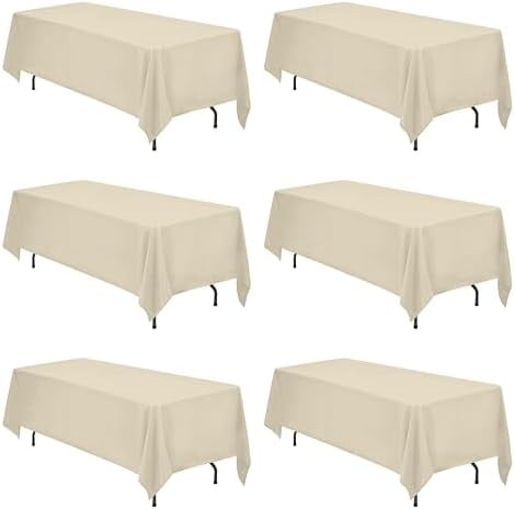 6 Pack White Tablecloths for 6 Foot Rectangle Tables 60 x 102 Inch ...