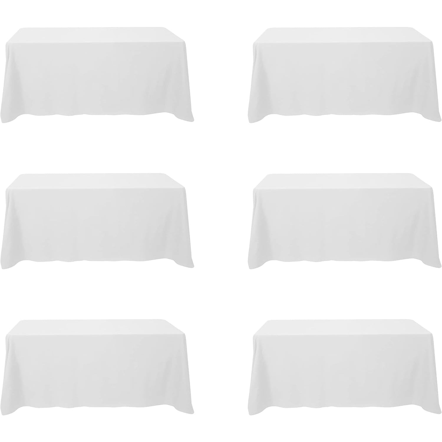 6 Pack White Tablecloths for 6 Foot Rectangle Tables 90 x 132 Inch ...
