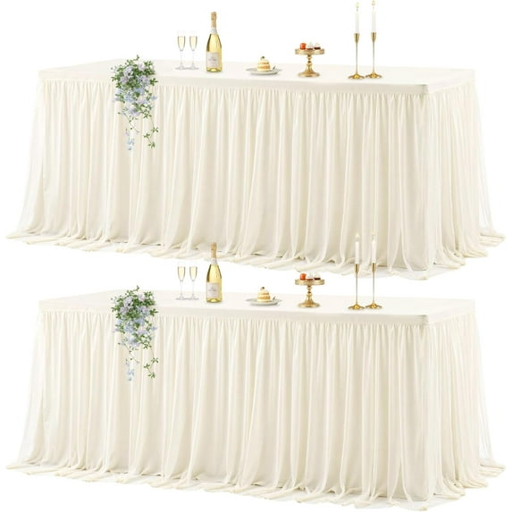 Tulle Tablecloth for Foot Rectangle Tables Wrinkle Stretch Fitted Table ...
