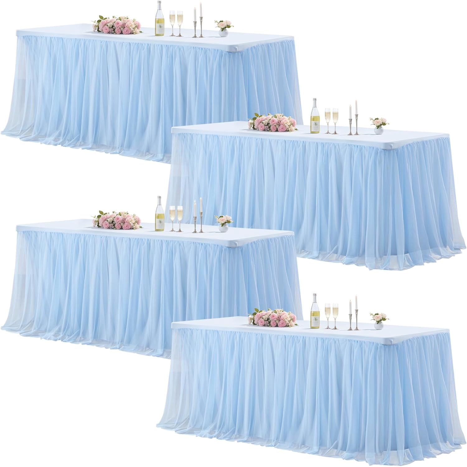 Tulle Tablecloth for Foot Rectangle Tables Wrinkle Stretch Fitted Table ...