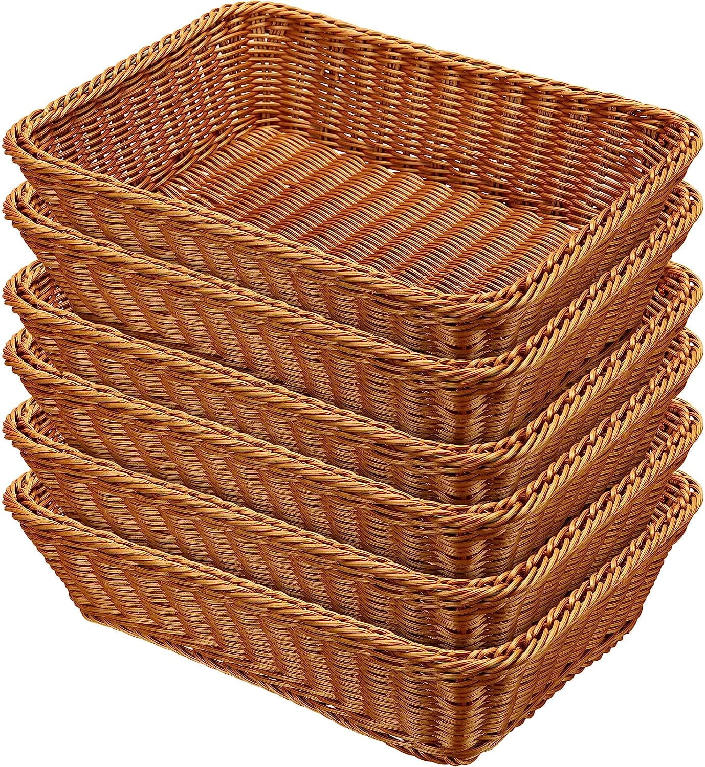 6 Pack Wicker Bread Baskets 15.8 Inch Woven Serving Basket for Gifts ...