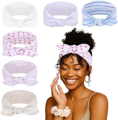 6 Pack Wide Headbands Cute Summer Hair Accessories - Wide Knotted Bow ...