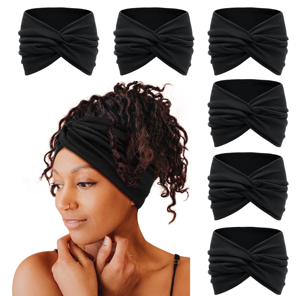 6 Pack Wide Headbands for Women, 7'' Extra Large Turban Headband Boho ...