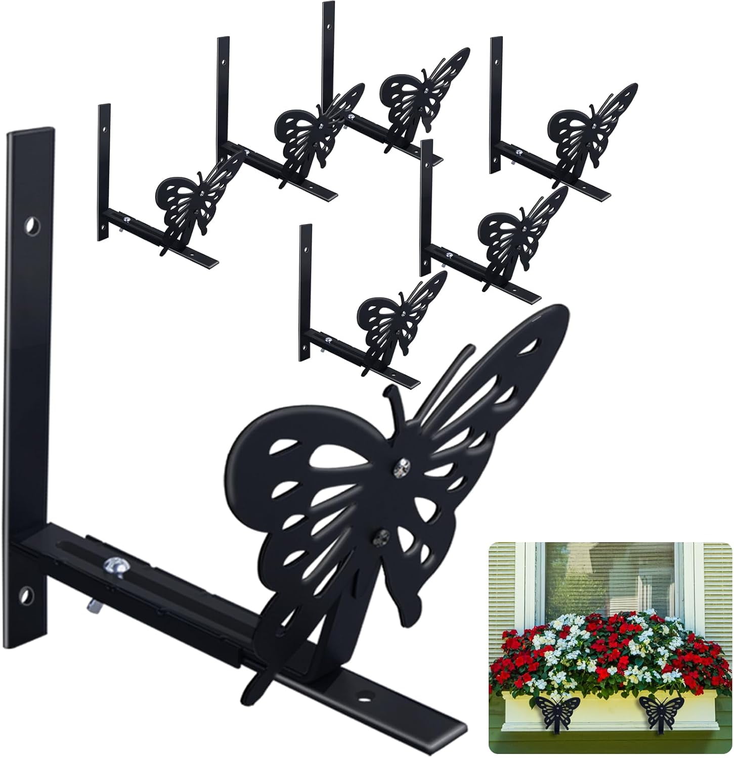 6 Pack Window Box Brackets with Adjustable Bottom (Front To Back) 6 To ...