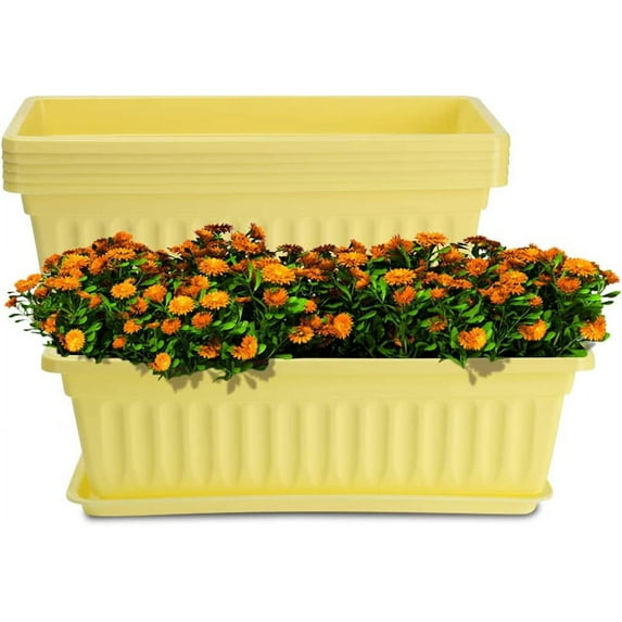 6 Pack Window Box Planter, 17 inches Plastic Vegetable Flower Planter ...