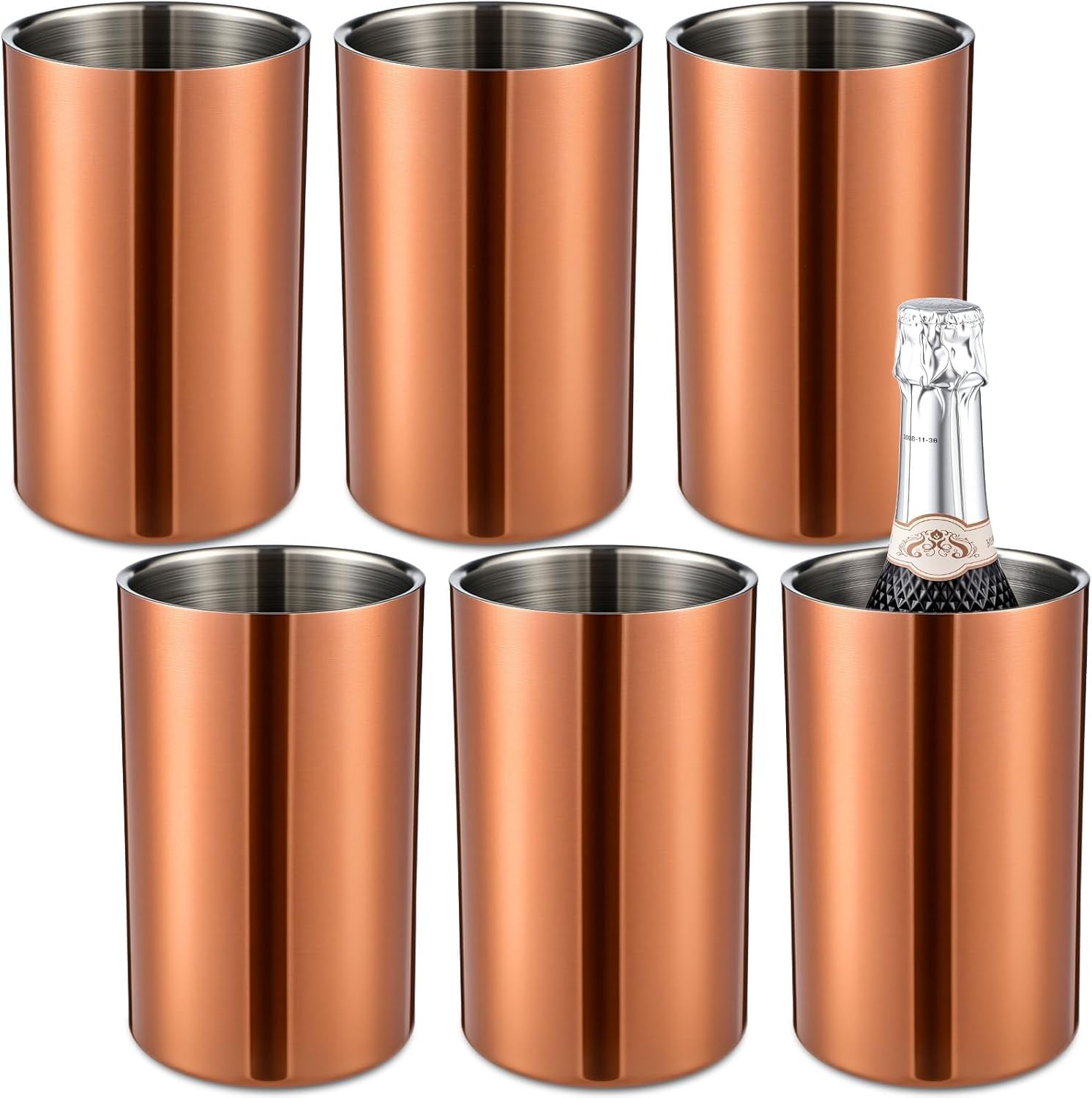 6 Pack Wine Chiller Bucket Wine Bottles Cooler Bulk, Stainless Steel ...