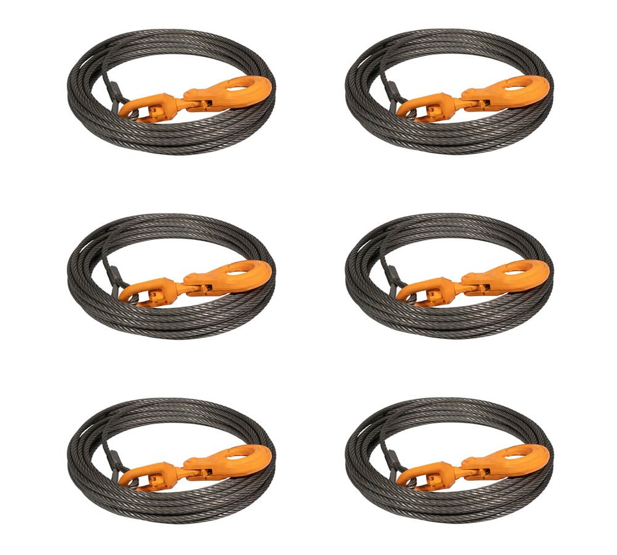 (6 Pack) Wire Rope Steel Core Winch Cable 3/8" x 100' Self-Locking ...