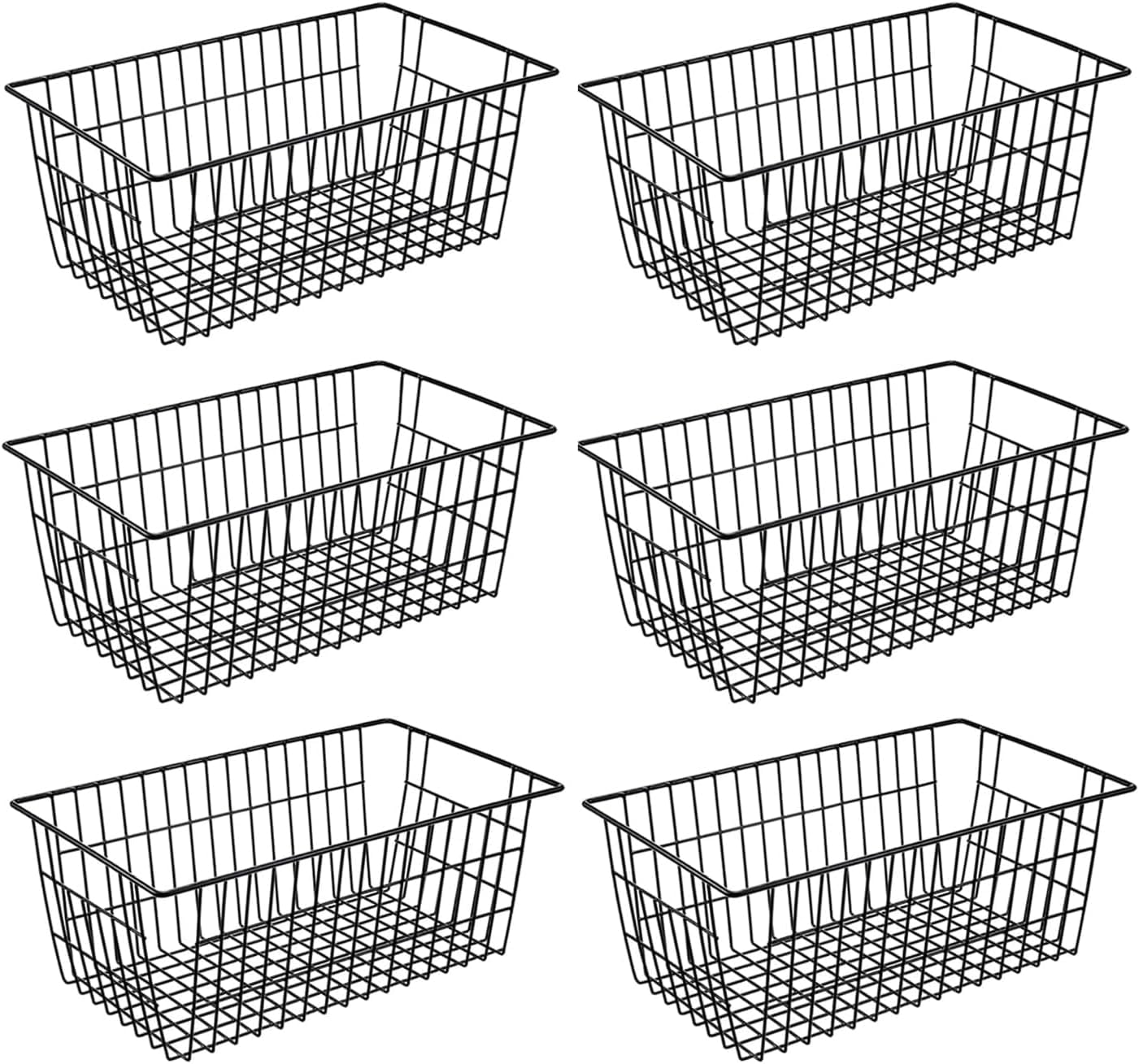 6 Pack Wire Storage Baskets for Organizing, Pantry Organization Bins ...