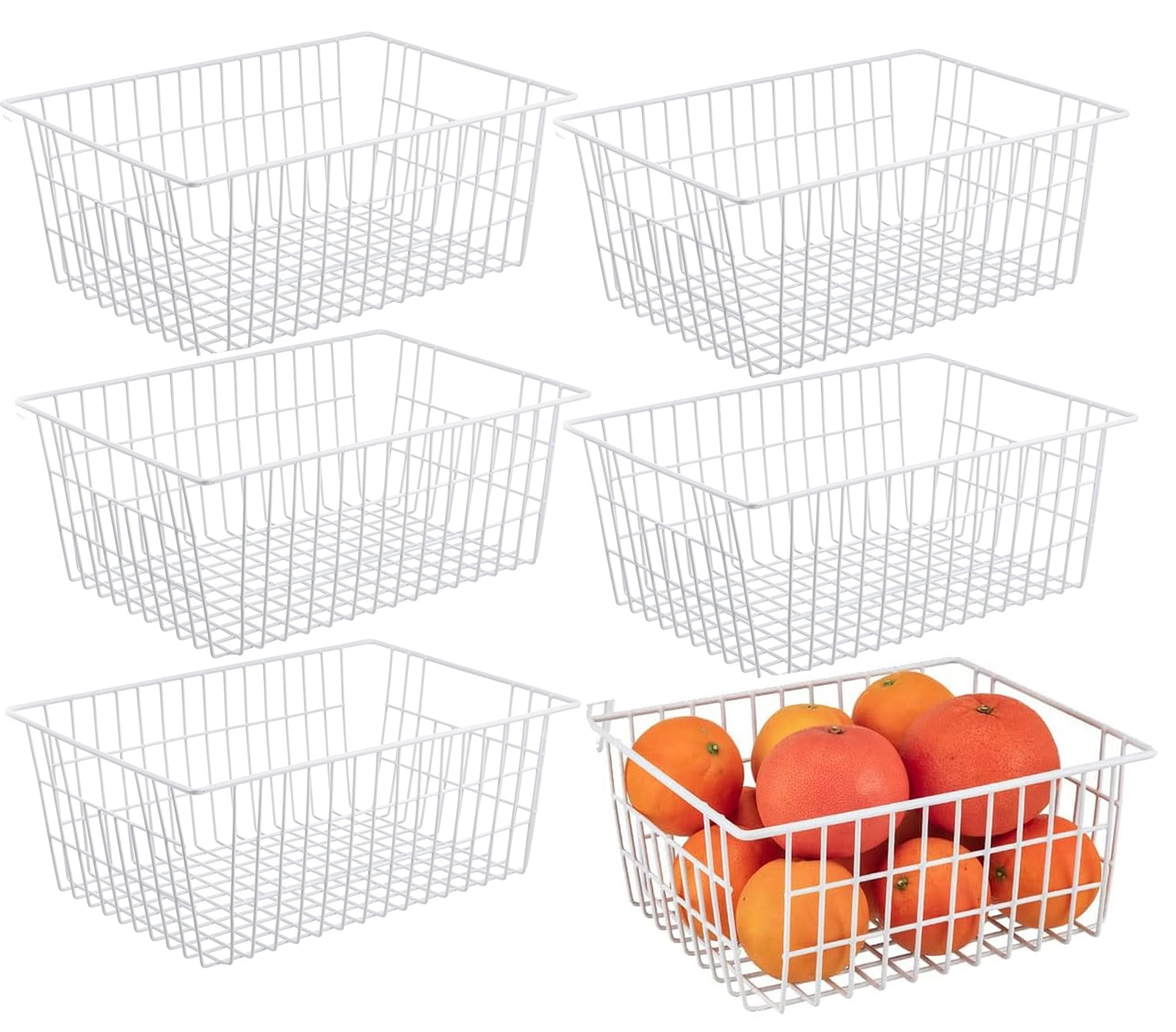 6 Pack Wire Storage Baskets for Organizing, Pantry Organization Bins ...