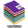 6-Pack Wirebound Project Notebooks 8x10.5", 70 Sheets 7.1mm Ruled, 3 ...