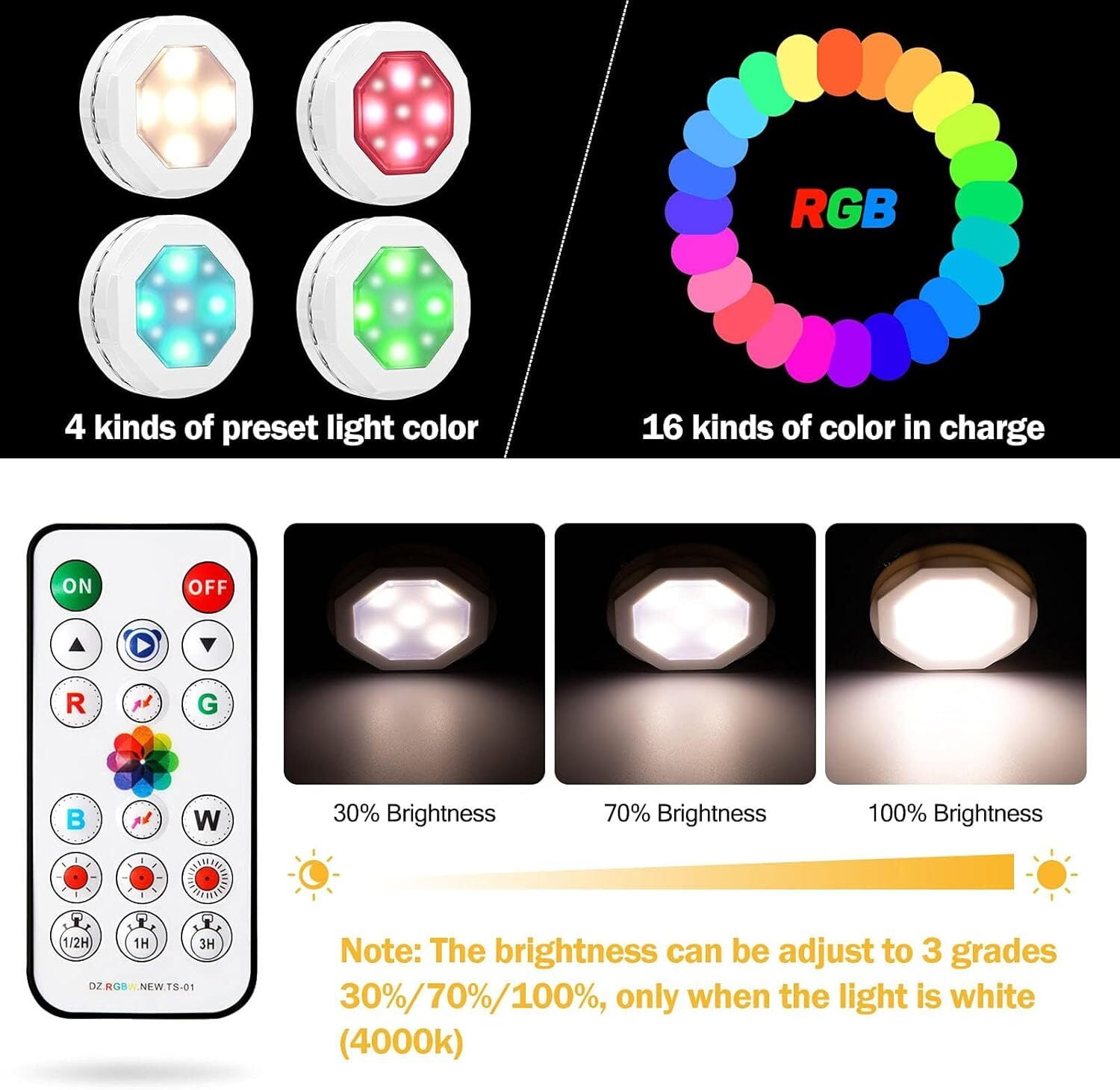 6 Pack Wireless LED Ice Ball Light Strip with 8PCS High Adhesive ...