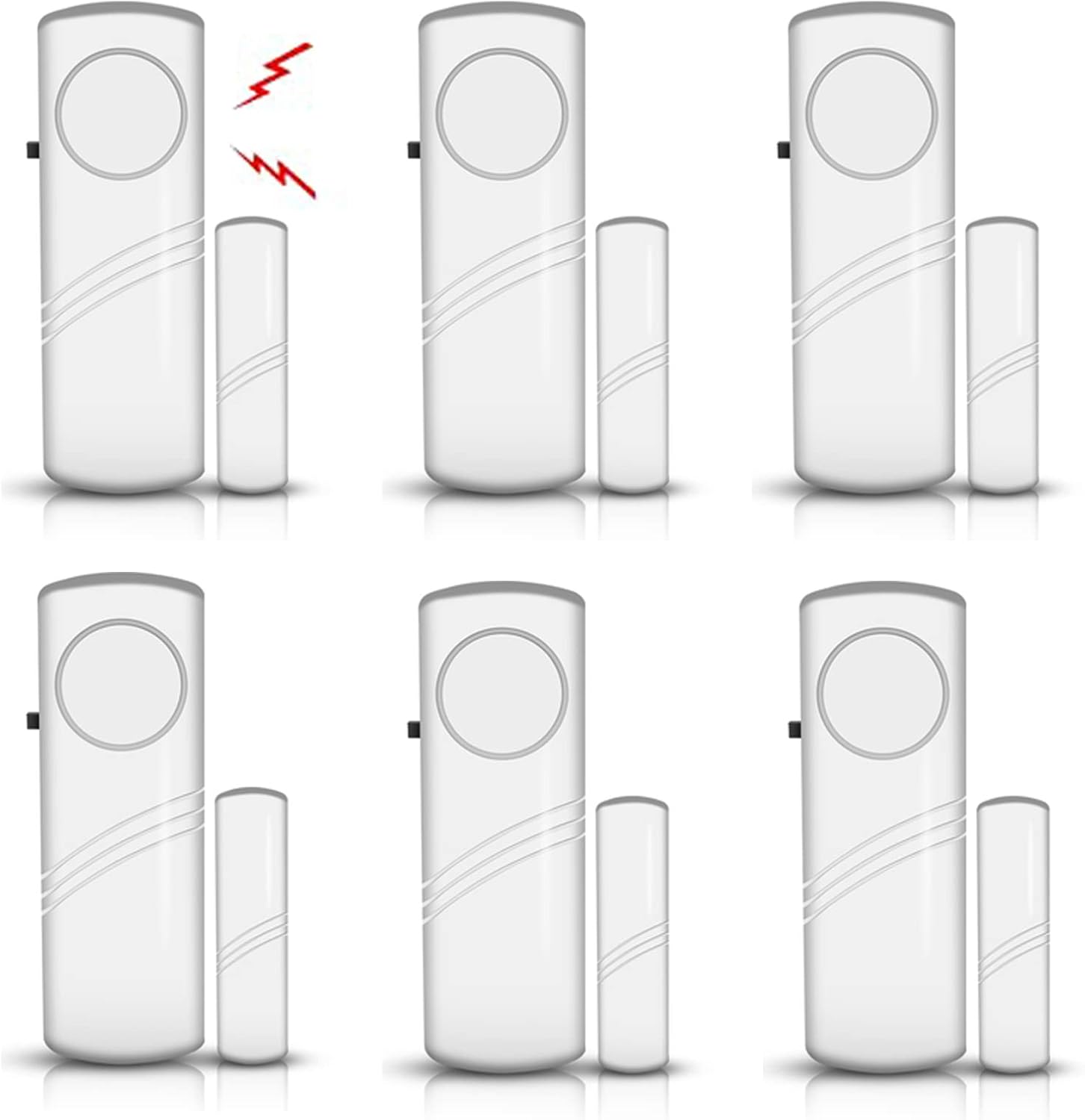 6 Pack Wireless Security Window/Door Alarm Magnetic Sensor Door Window ...