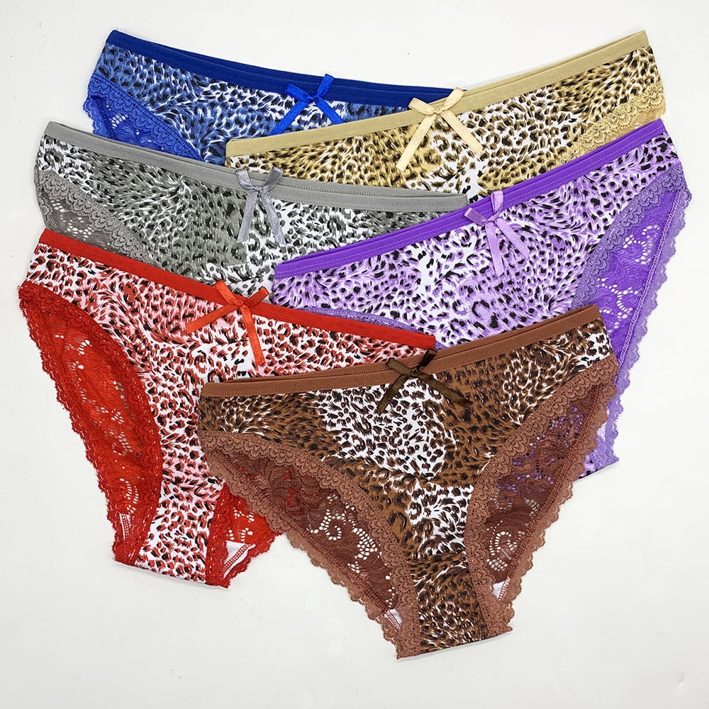 6-Pack Women's Cotton Bikini Lace Cozy Mid Rise Women's Brief Panties ...