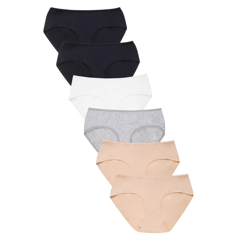6 Pack Women’s Cotton Bikini Panty Extended Side Briefs Hipster Tag ...