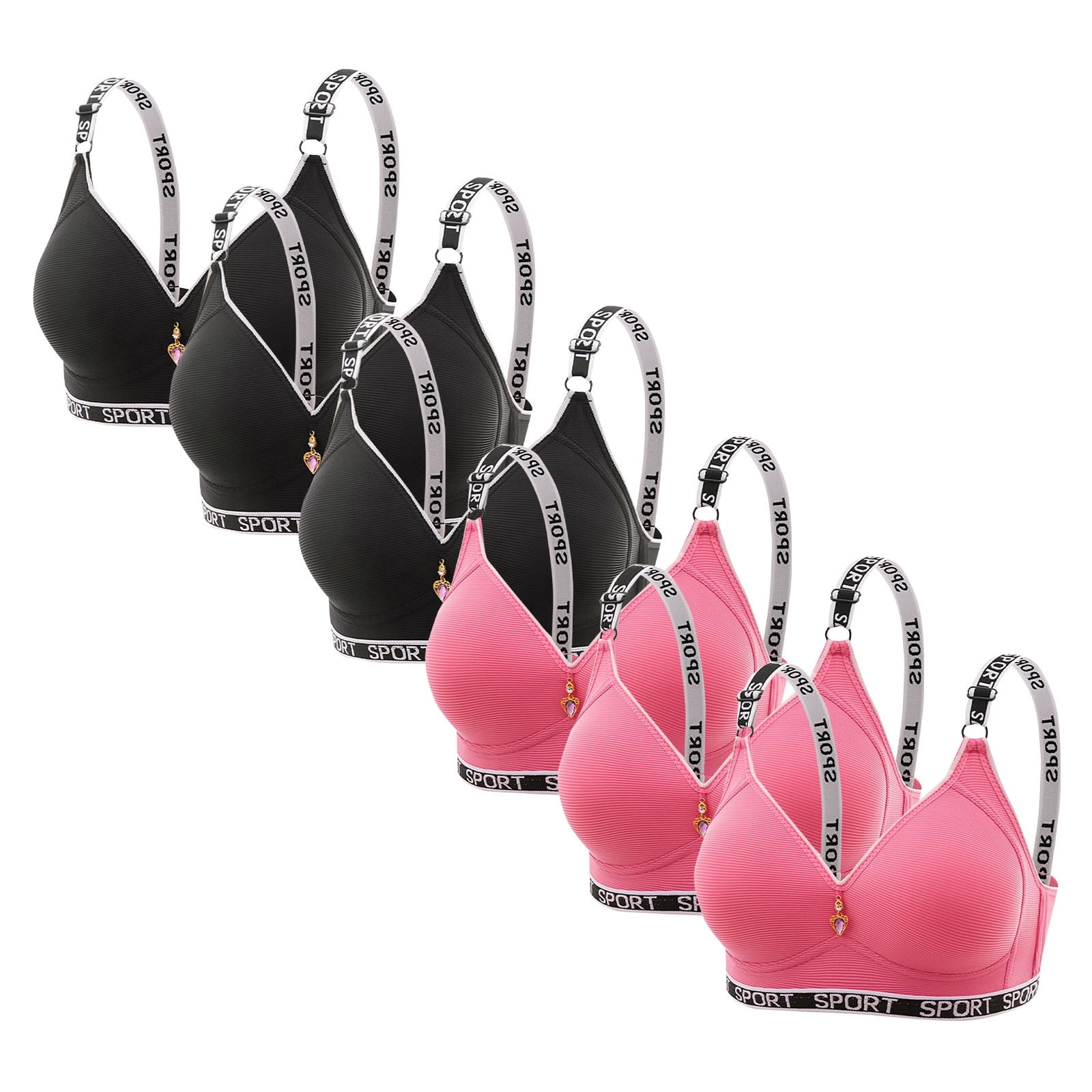 6 Pack Women's Full Cover Comfortable Bra, Push up Underwear Adjustable ...