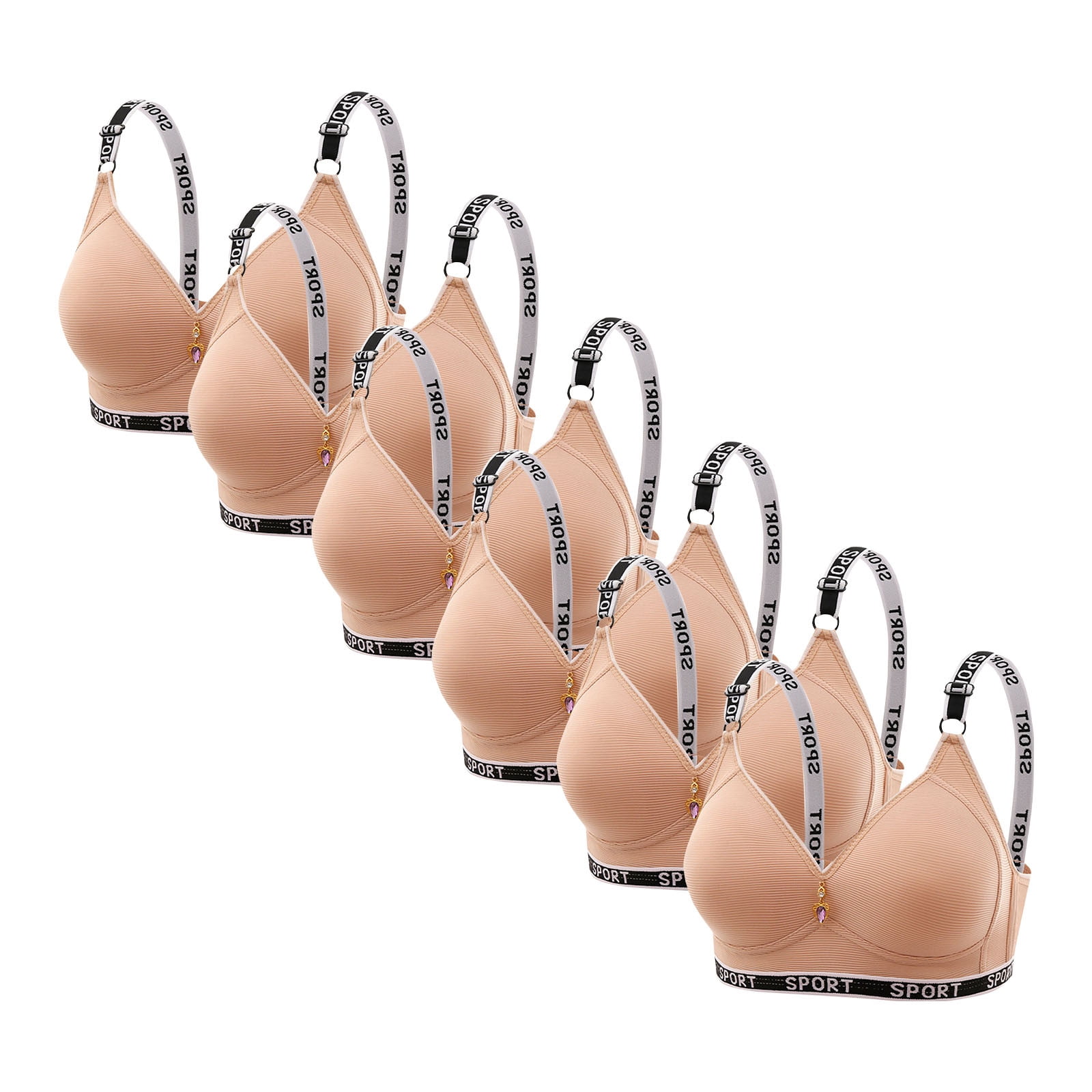 6 Pack Women's Full Cover Comfortable Bra, Push up Underwear Adjustable ...