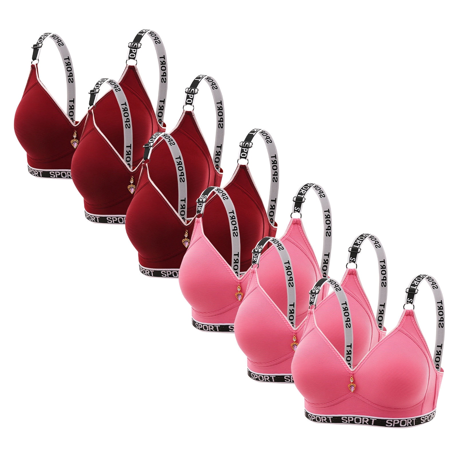 6 Pack Women's Full Cover Comfortable Bra, Push up Underwear Adjustable ...