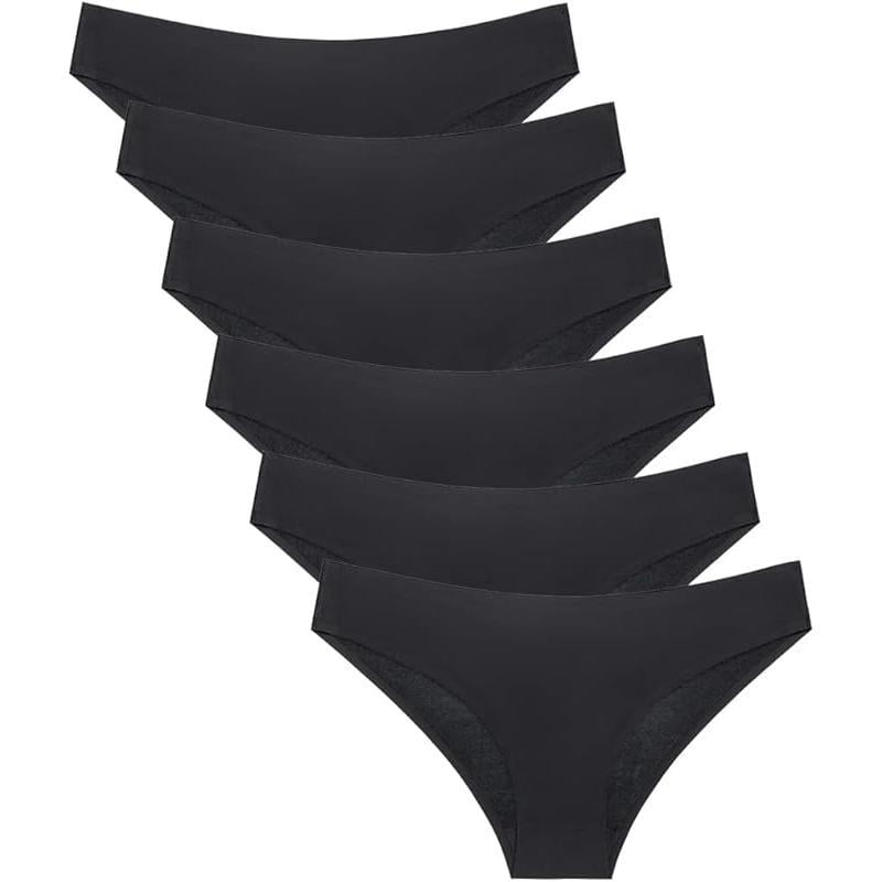 6 Pack Women's Invisible Seamless Bikini Underwear Half Back Coverage ...
