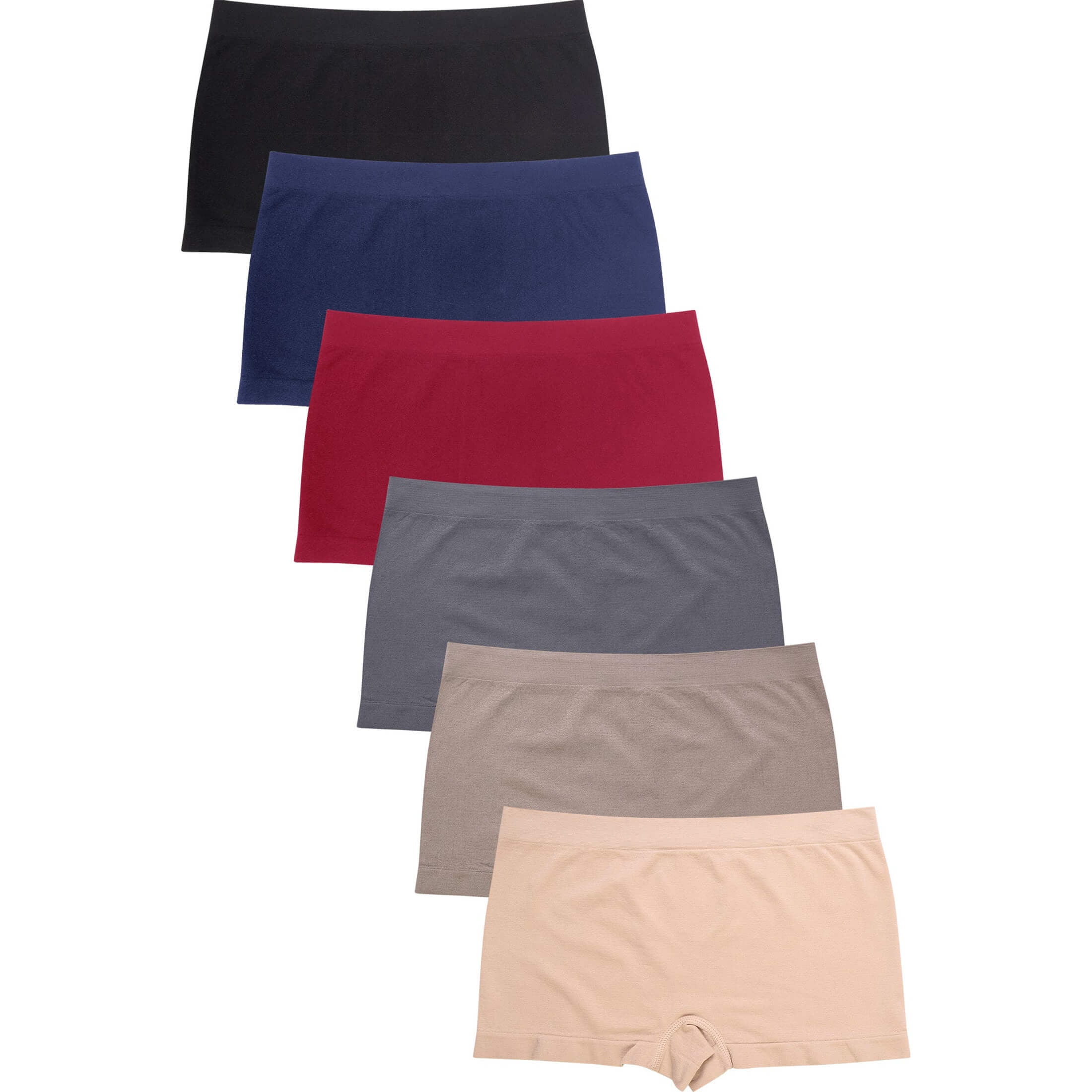 6-Pack Women's Seamless Boyshort Panties Soft Stretch Boxer Briefs ...