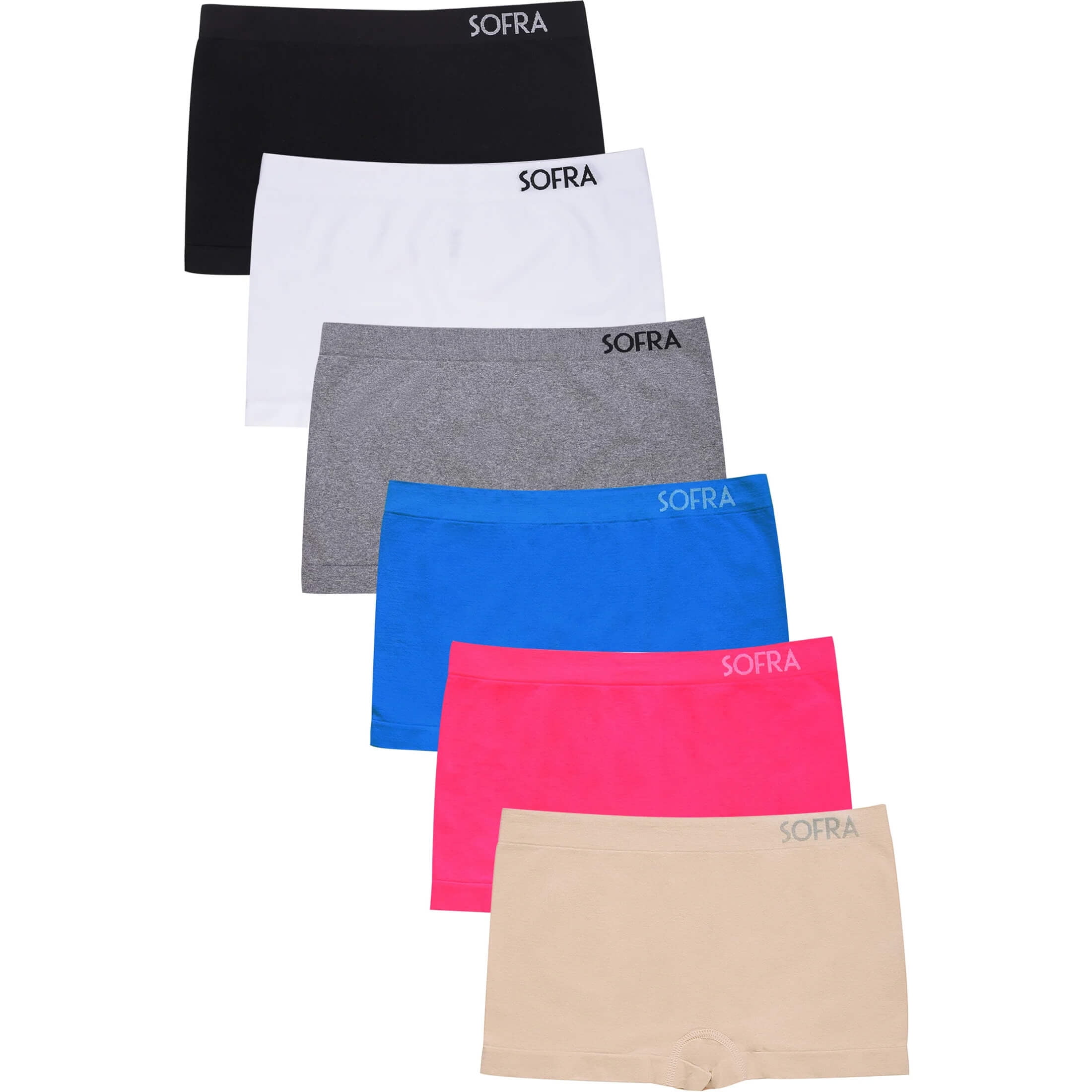6-Pack Women's Seamless Boyshort Panties Soft Stretch Boxer Briefs ...