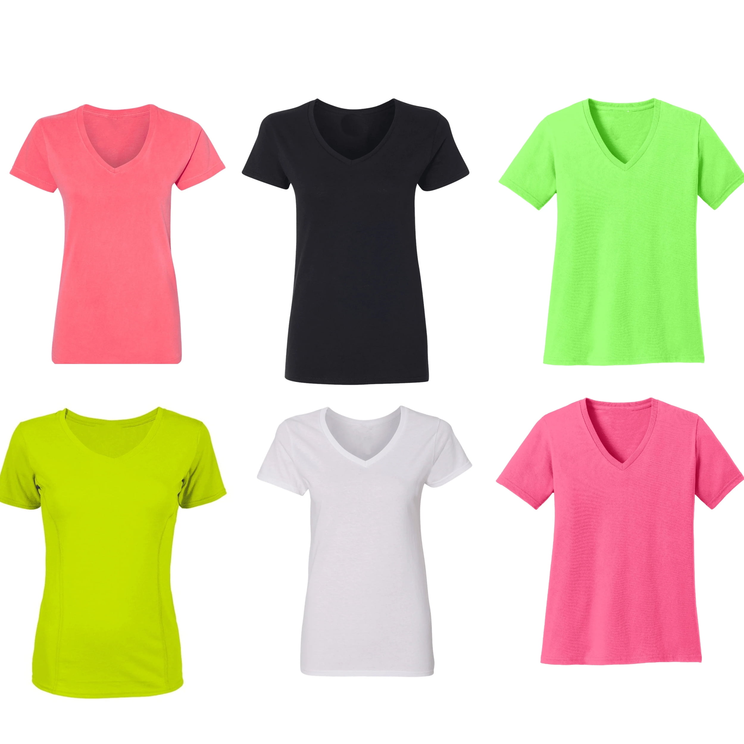 6 Pack Womens Short Sleeve V Neck T Shirts