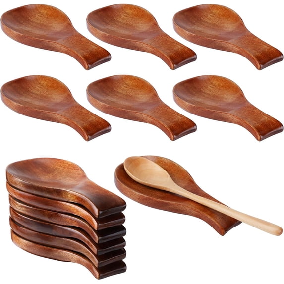 6 Pack Wood Spoon Rest for Stove Top Bamboo Spoon Holder for Kitchen ...