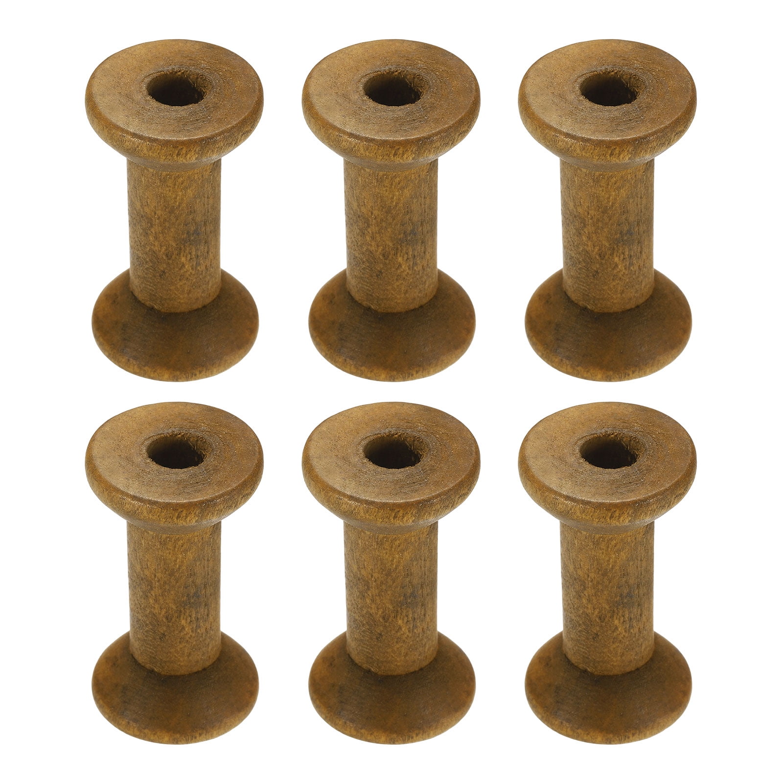 6 Pack Wooden Bobbins, 0.87" x 1.57"(WxH) Unfinished Wooden Spools Wire ...