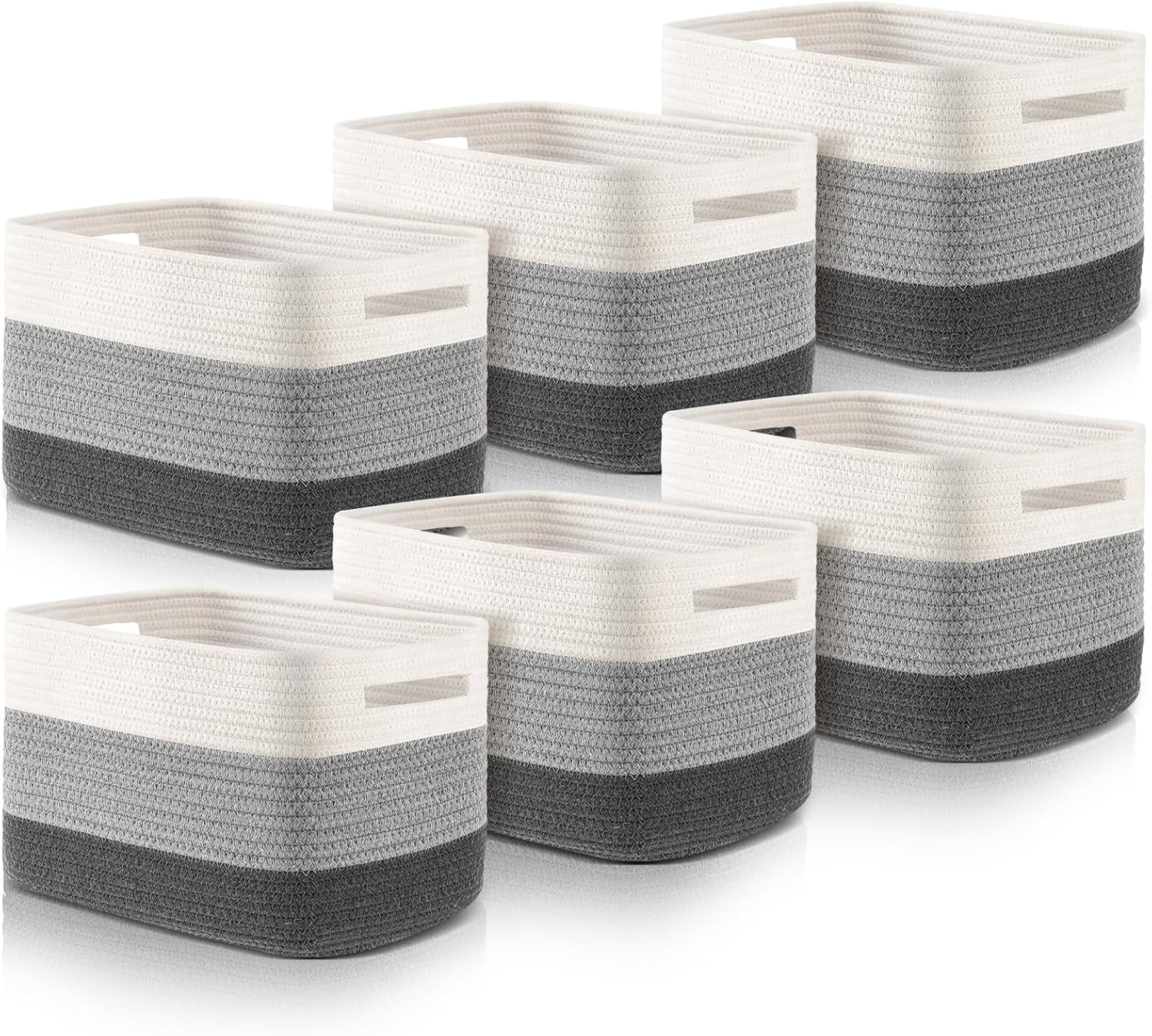 6 Pack Woven Basket for Storage 14.8'' x 9.8'' x 8.9'' Storage Baskets ...