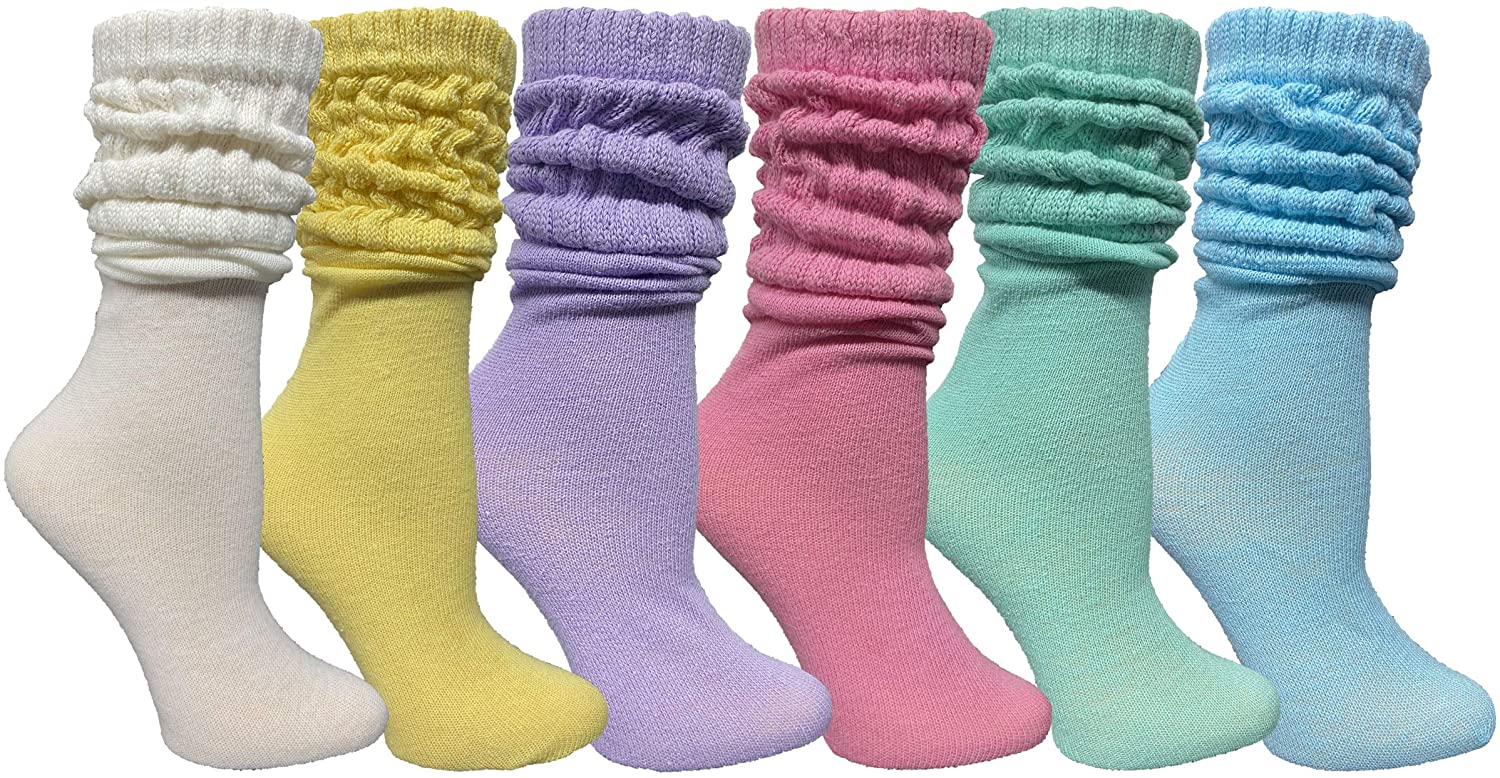 Black & White All Cotton 6-Pack Extra Heavy Super Slouch Socks ...